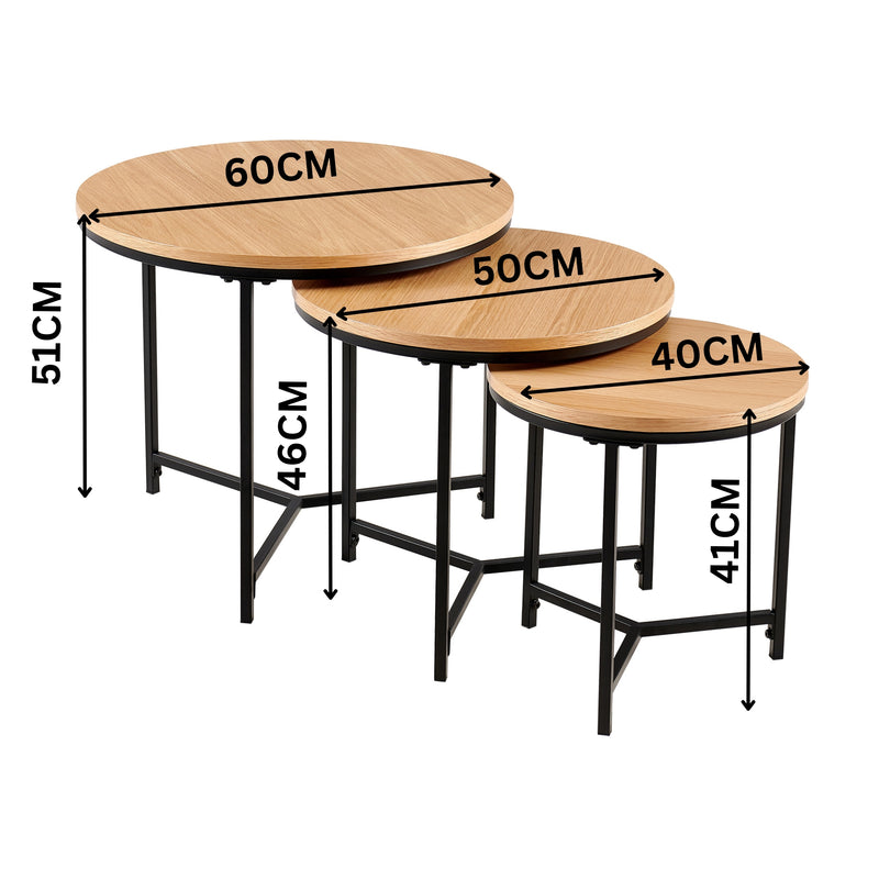 Cooper Set Of 3 Nesting Round Coffee Tables Oak – Divano Furniture
