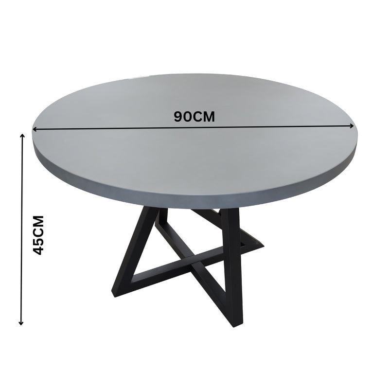 Rocky 90cm Round Coffee Table Concrete Top Dark Grey – Divano Furniture