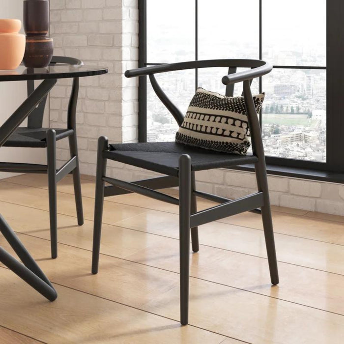 Ark Wishbone 2pc Set Dining Chair Replica Hans Wenger Black – Divano ...