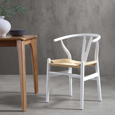 Ark Wishbone 2pc Set Dining Chair Replica Hans Wenger White – Divano ...