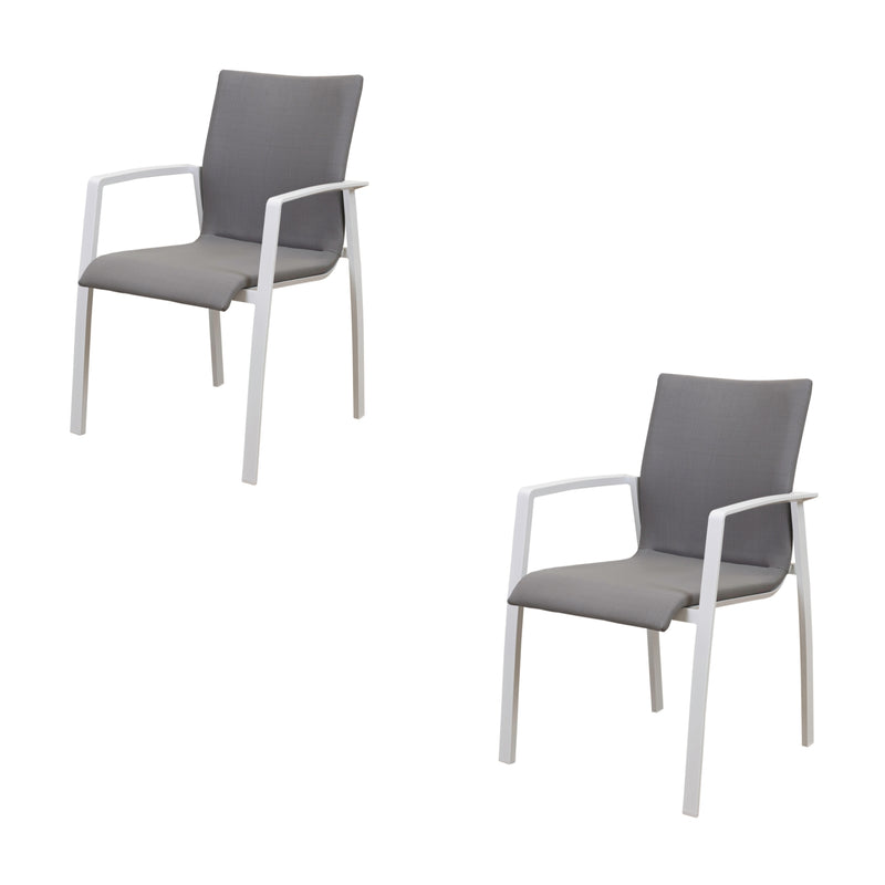 Ataman 2pc Set Aluminium Outdoor Dining Chair White – Divano Furniture