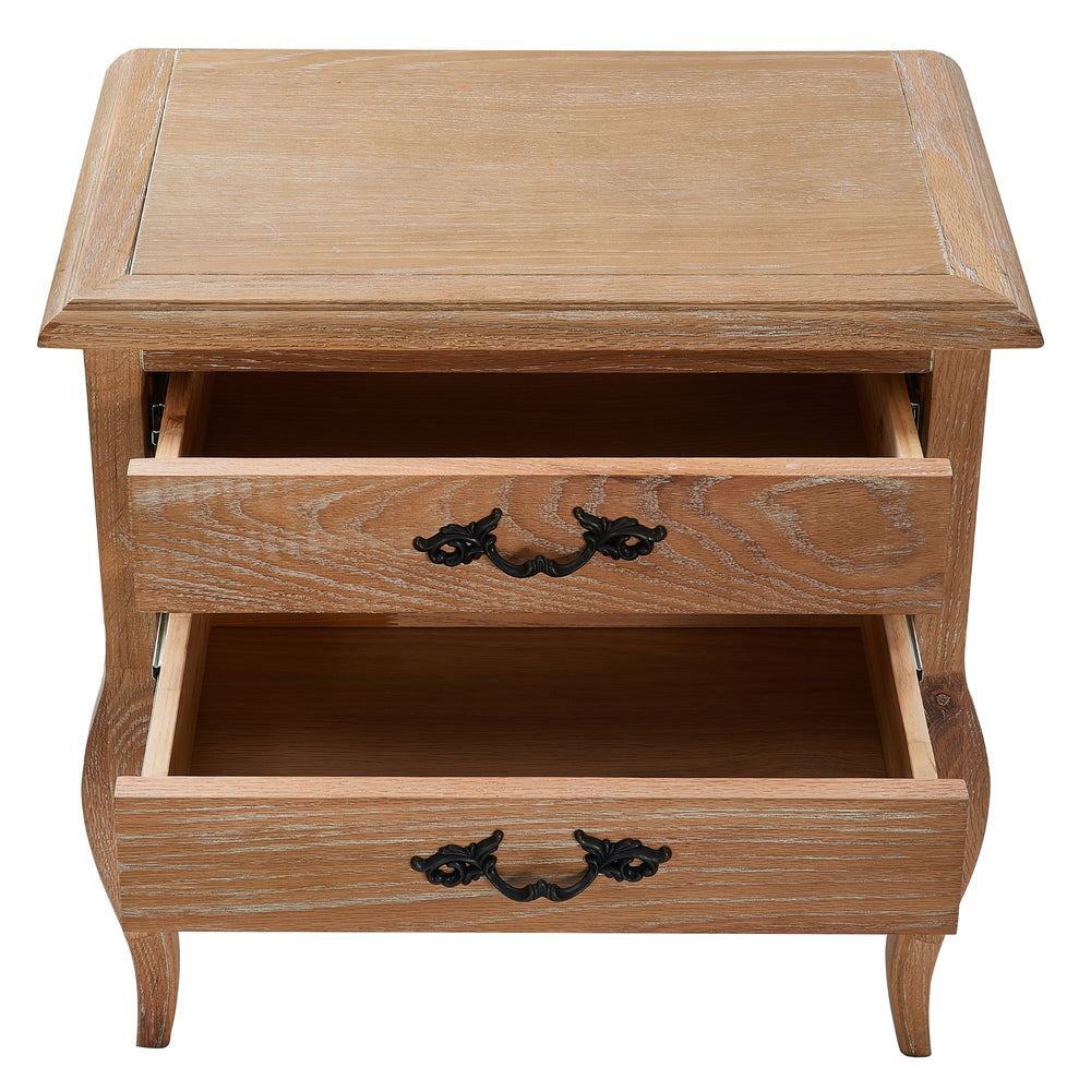 Bali 2 Drawers Oak Wood Bedside Table – Divano Furniture