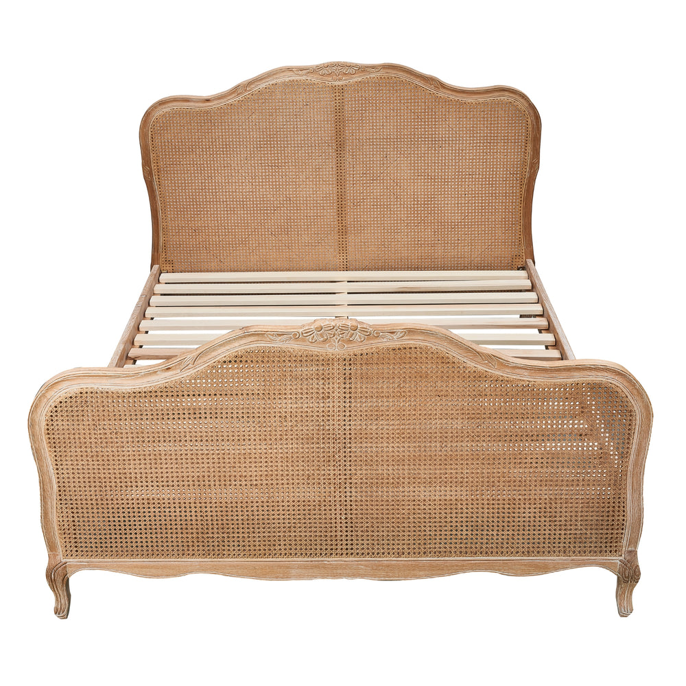 Bali Bed Frame Oak - Queen/King, Whitewash Rattan Style – Divano Furniture