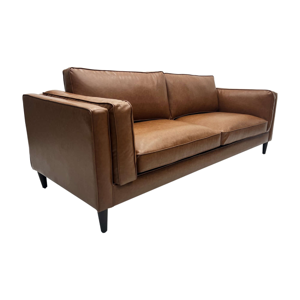 Brahm 3 Seater Sofa Premium Faux Leather Tan – Divano Furniture