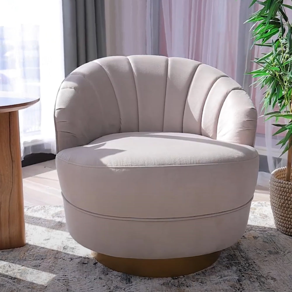 Bronte Swivel Accent Chair in Pearl, Velvet Upholstery – Divano Furniture