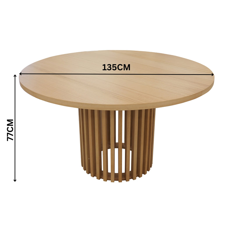 Catalina 135cm Round Dining Table Natural Oak – Divano Furniture