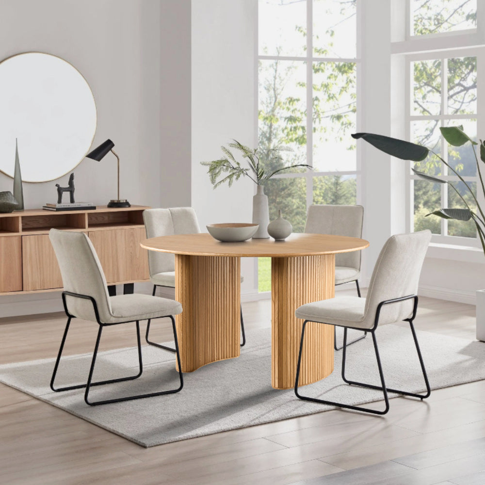 Elbasan 130cm Round Dining Table Natural – Divano Furniture