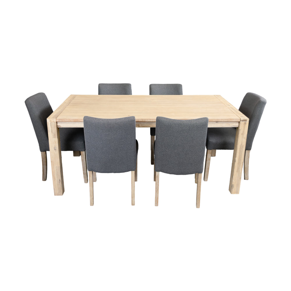 Elemental 7pc Dining Table Set 6 Grey Fabric Chair – Divano Furniture