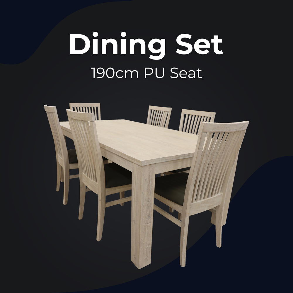 Foxglove 7pc 190cm Dining Table Chair Set – Divano Furniture
