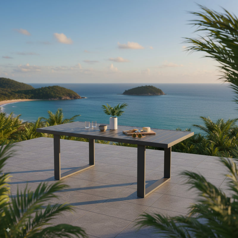 Furano 200cm Aluminium Outdoor Dining Table Gunmetal Grey – Divano ...