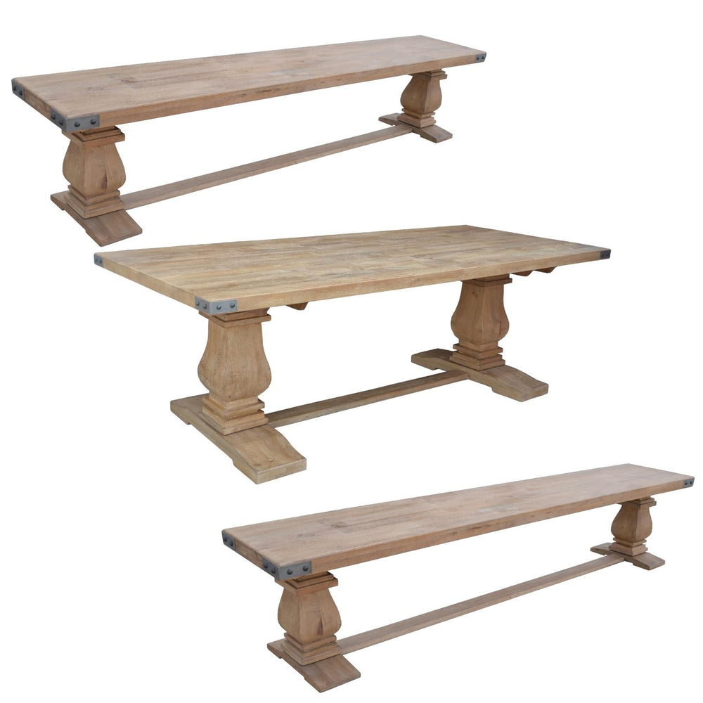 Gloriosa 3pc 230cm Dining Table Bench Set – Divano Furniture
