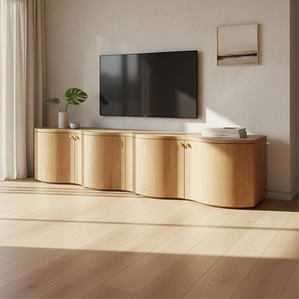 Wave 215cm 4 Door ETU Enterntainment TV Unit Natural – Divano Furniture