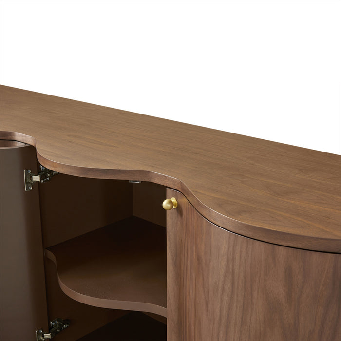 Wave 215cm 4 Door Buffet Table Storage Unit Walnut – Divano Furniture