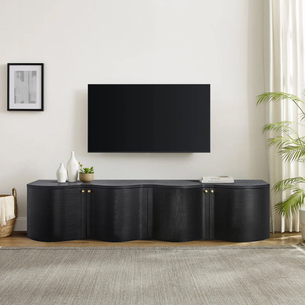 Wave 215cm 4 Door ETU Enterntainment TV Unit Black – Divano Furniture