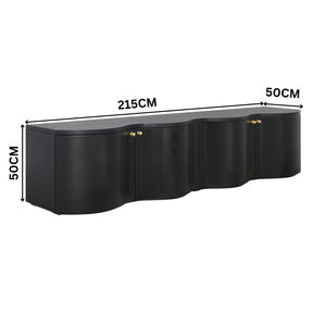 Wave 215cm 4 Door ETU Enterntainment TV Unit Black – Divano Furniture