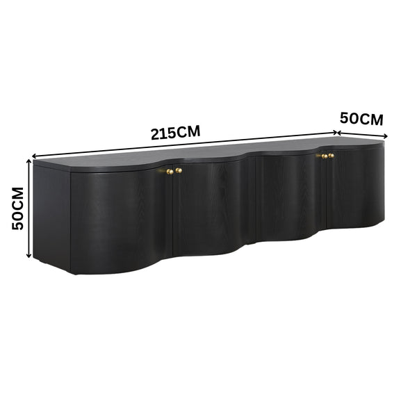 Wave 215cm 4 Door ETU Enterntainment TV Unit Black – Divano Furniture