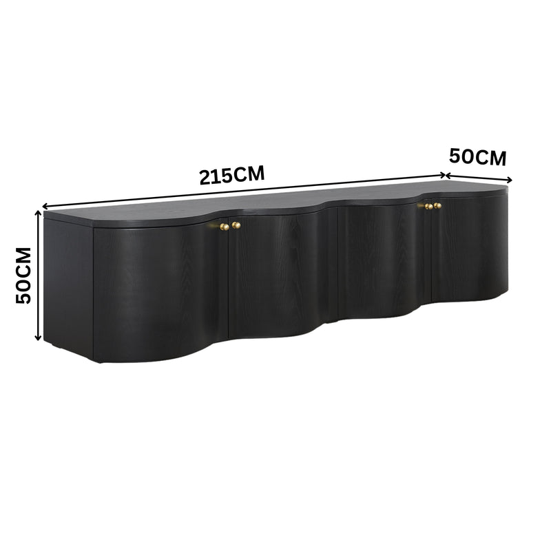Wave 215cm 4 Door ETU Enterntainment TV Unit Black – Divano Furniture