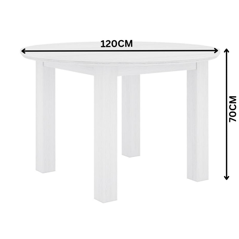 Laelia 120cm Round Dining Table Solid Acacia Wood White – Divano Furniture