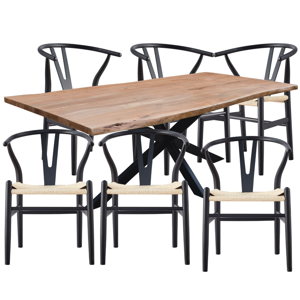 Lantana 7pc 210cm Dining Table Wishbone Chair Set – Divano Furniture