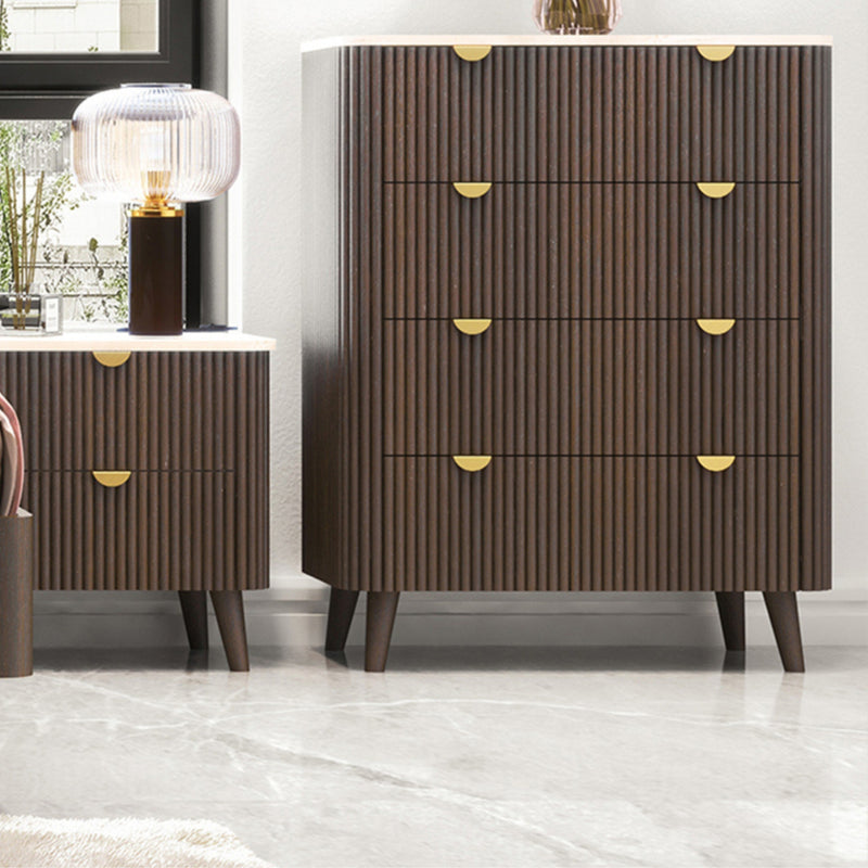 Milo Tallboy 4 Drawer Sintered Stone Travertine Top Walnut – Divano ...