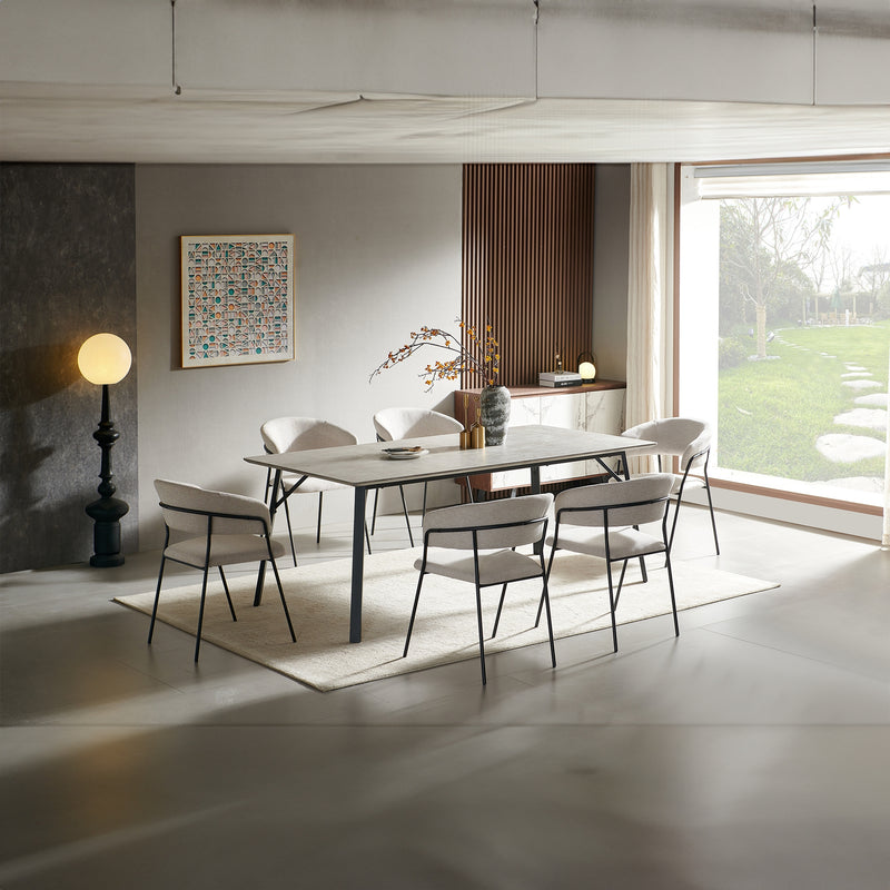 Supreme 7pc Set 200cm Dining Table Chair Faux Marble Melamine Top Ston ...