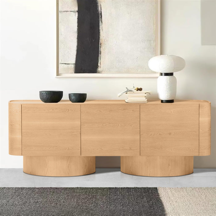 Gidon 220cm 4 Door Buffet Table Storage,Natrual – Divano Furniture