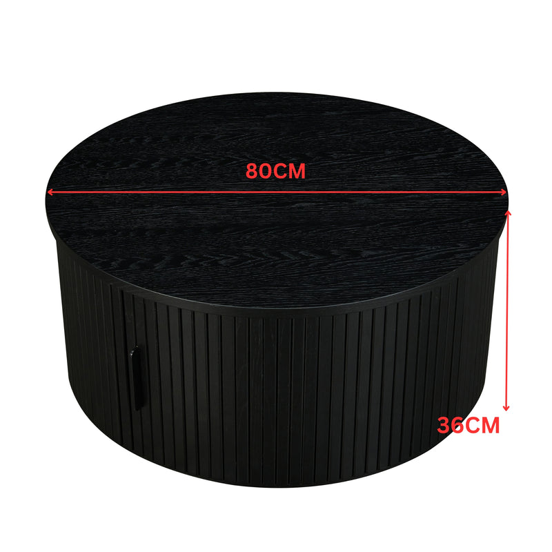 Norman 80cm Black Round Coffee Table – Divano Furniture