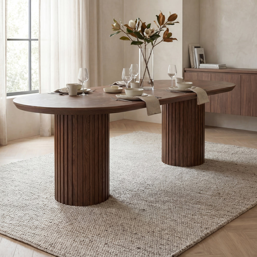 Vanessa 220cm Oval Dining Table Walnut – Divano Furniture