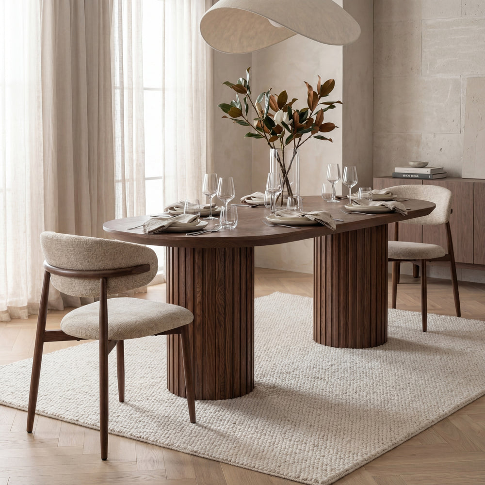 Vanessa 220cm Oval Dining Table Walnut – Divano Furniture