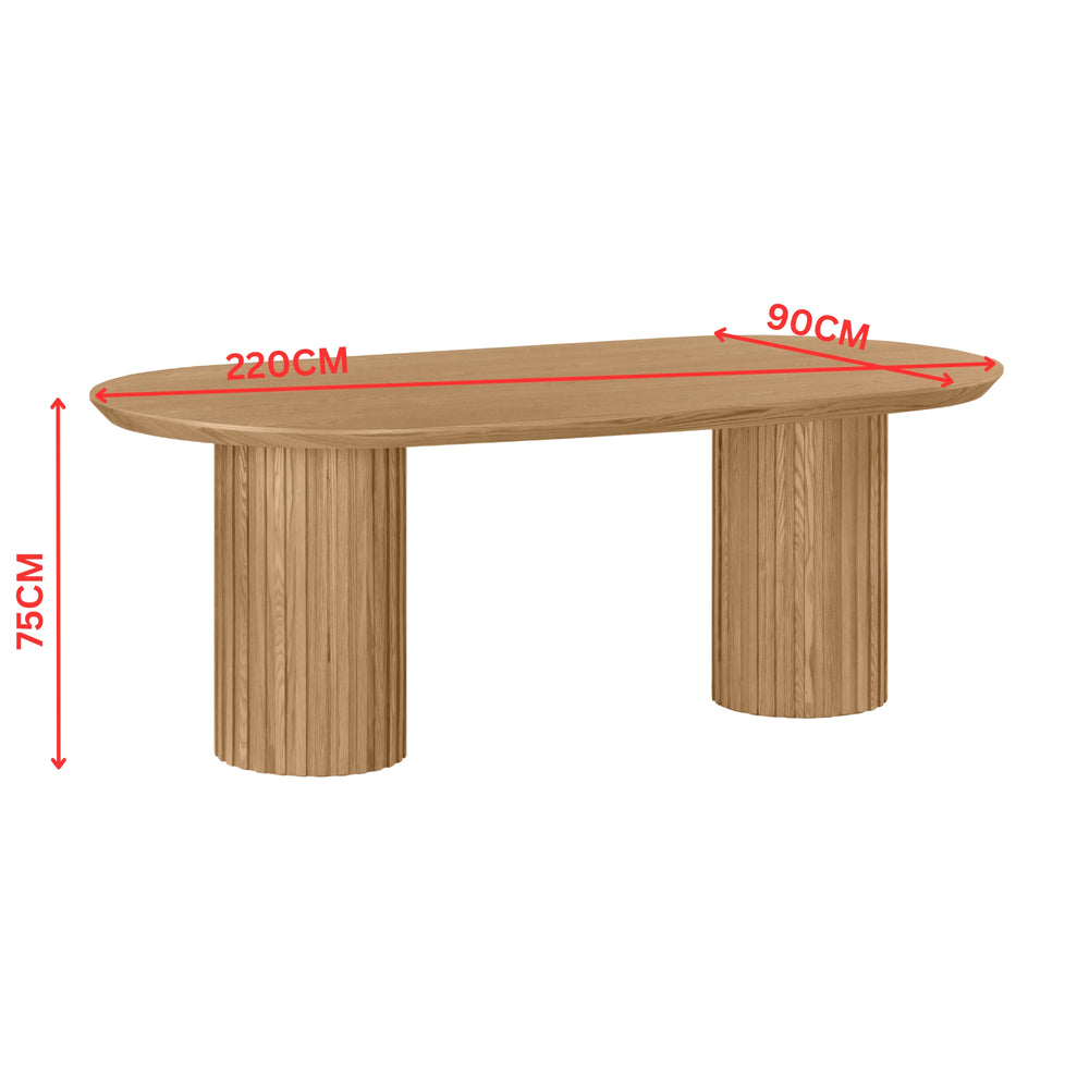 Vanessa 220cm Oval Dining Table Natural – Divano Furniture