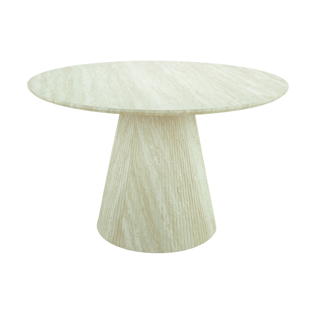 Yvon 120cm Round Dining Table Travertine White – Divano Furniture